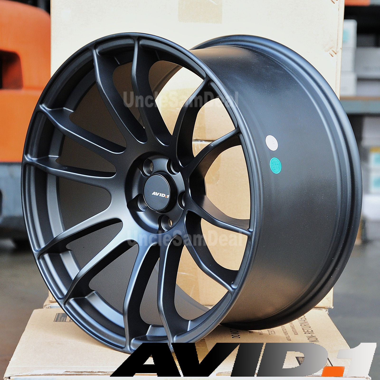 18" 18x8.5 5x100 +33 AVID.1 AV-20 MATTE BLACK 12 SPOKE CONCAVE TUNER ...