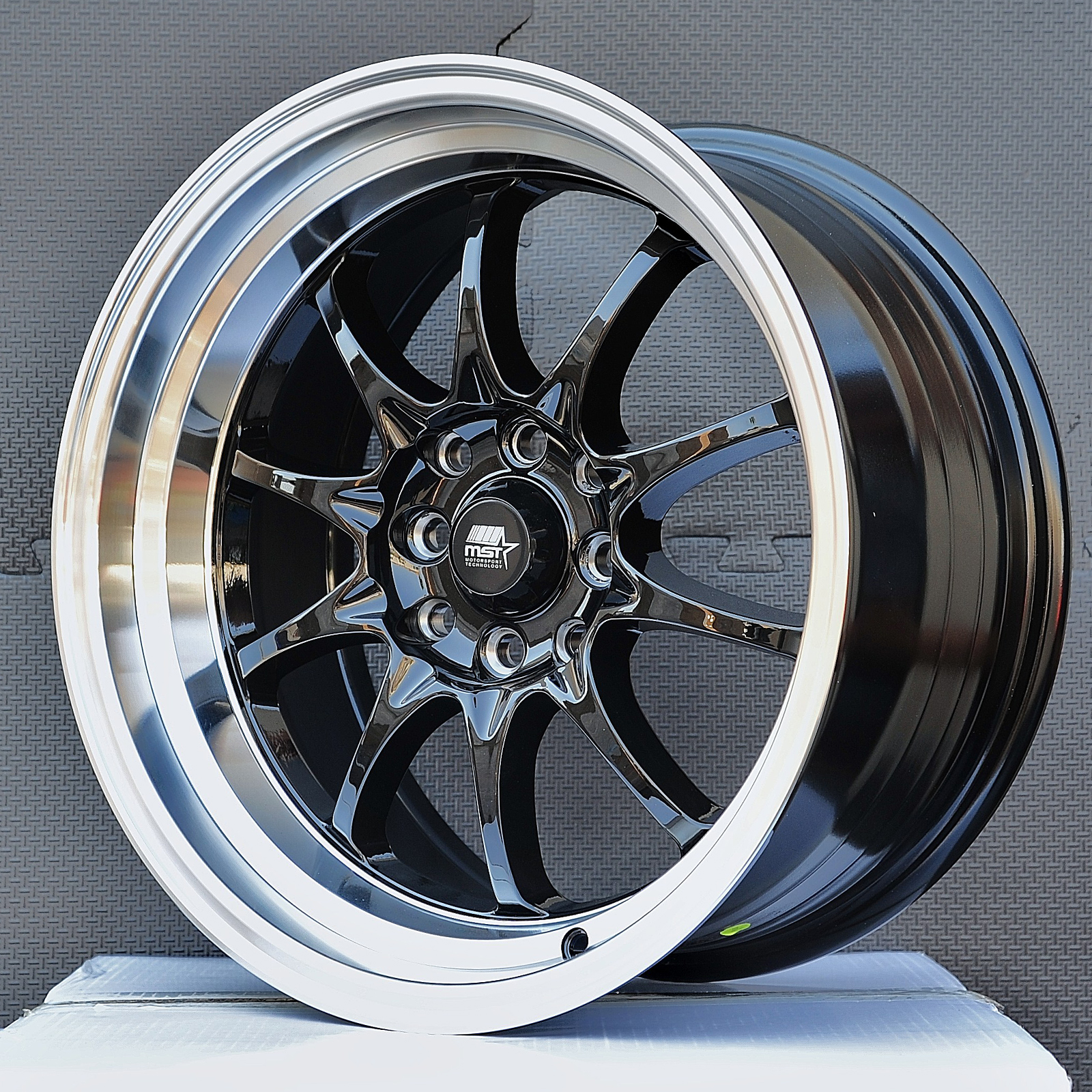 16" 16x8 15 OFFSET 4x100/114.3 MST MT11 BLACK 10 SPOKES 2.75" MACHINE ...